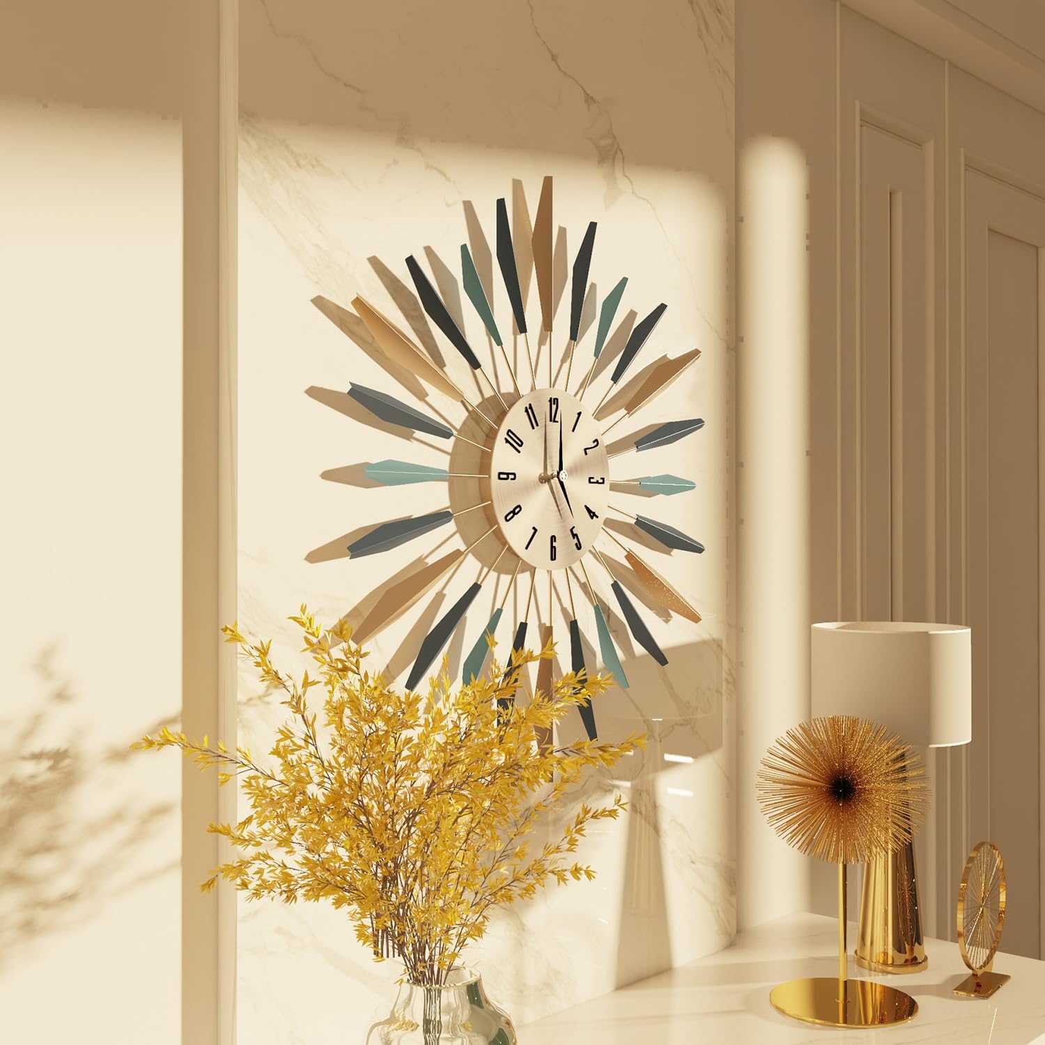 YISITEONE Large Wall Clock Metal Decorative – decor-corner