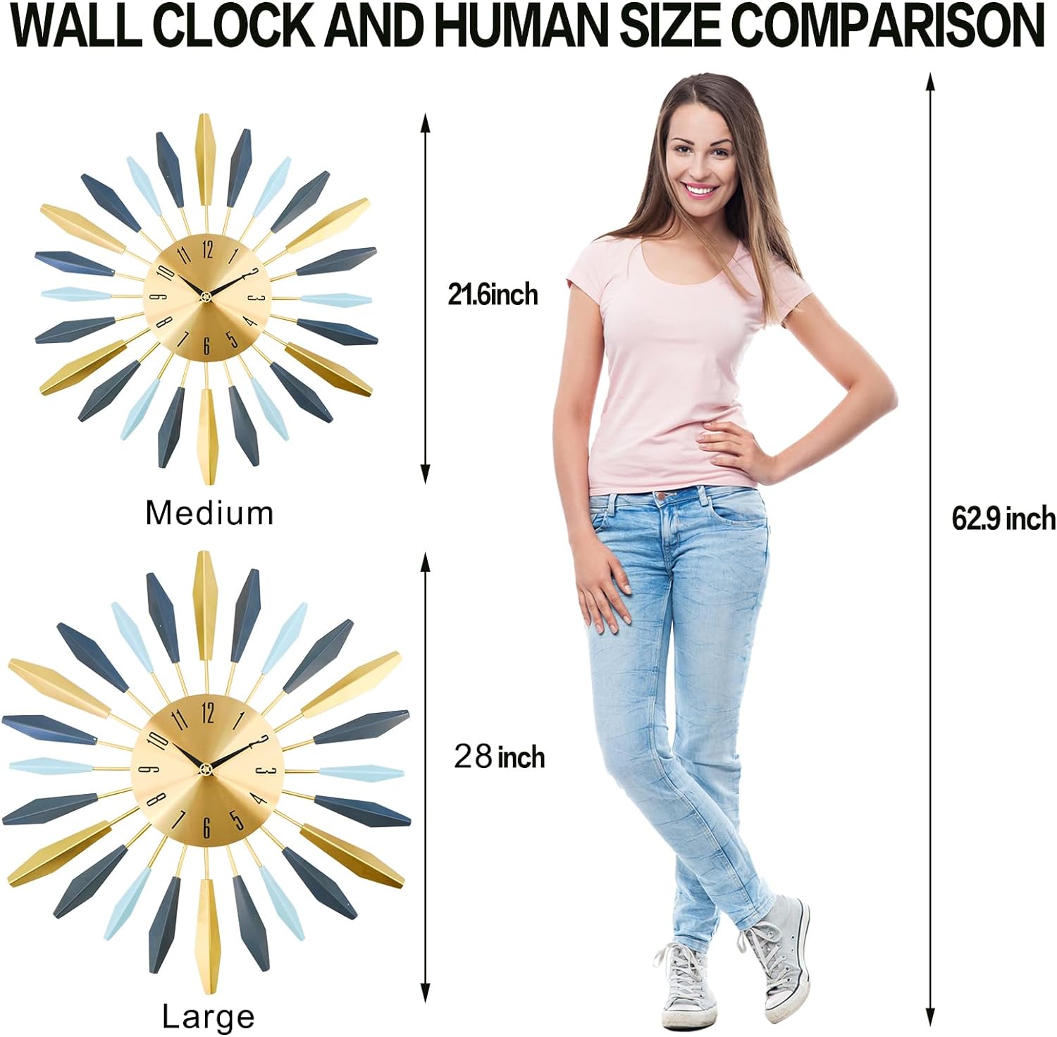 YISITEONE Large Wall Clock Metal Decorative – decor-corner